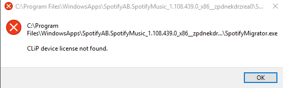 Windows 10 CLiP device license not found - The Spotify Community