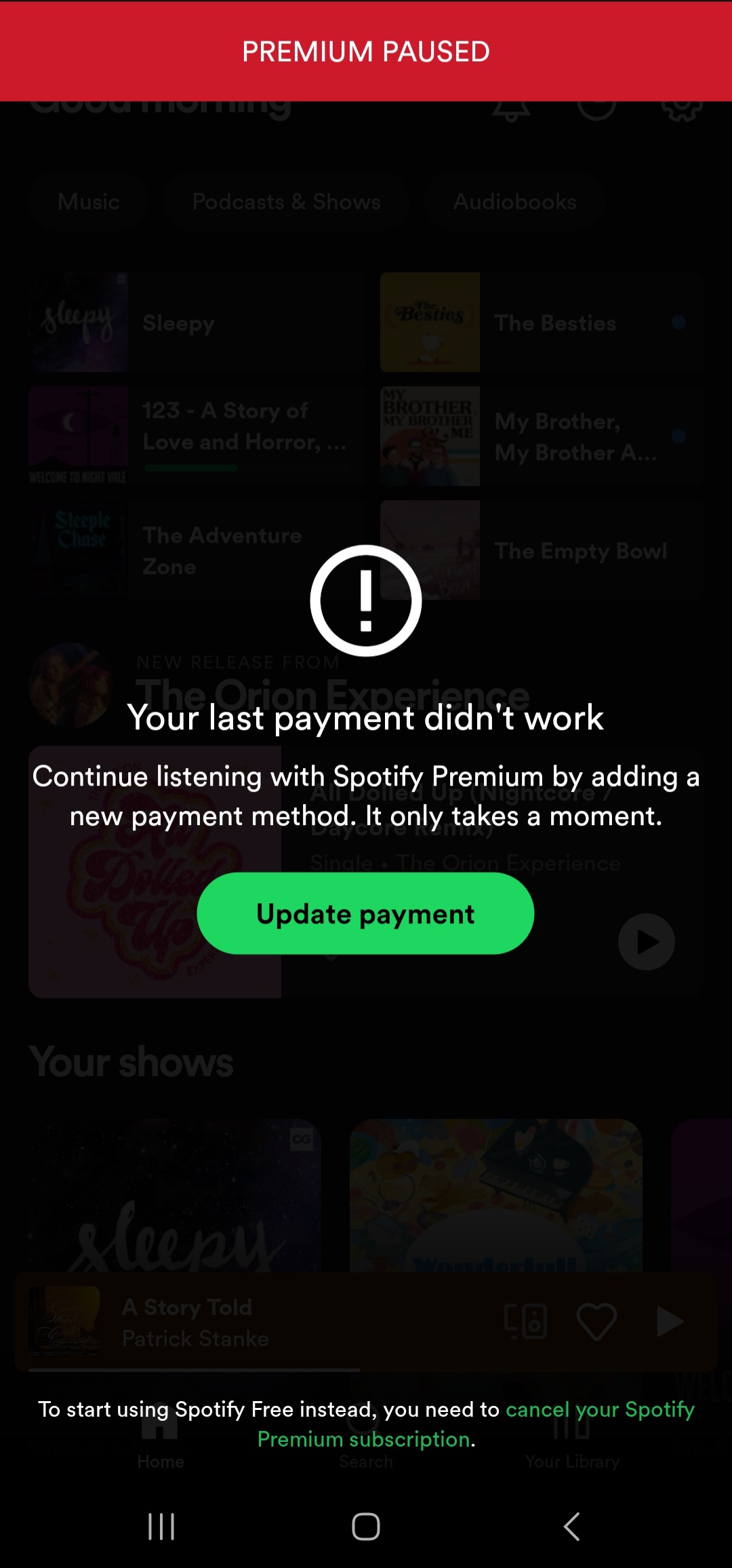 Solved: Spotify saying I ran out of premium when I'm a par... - The ...