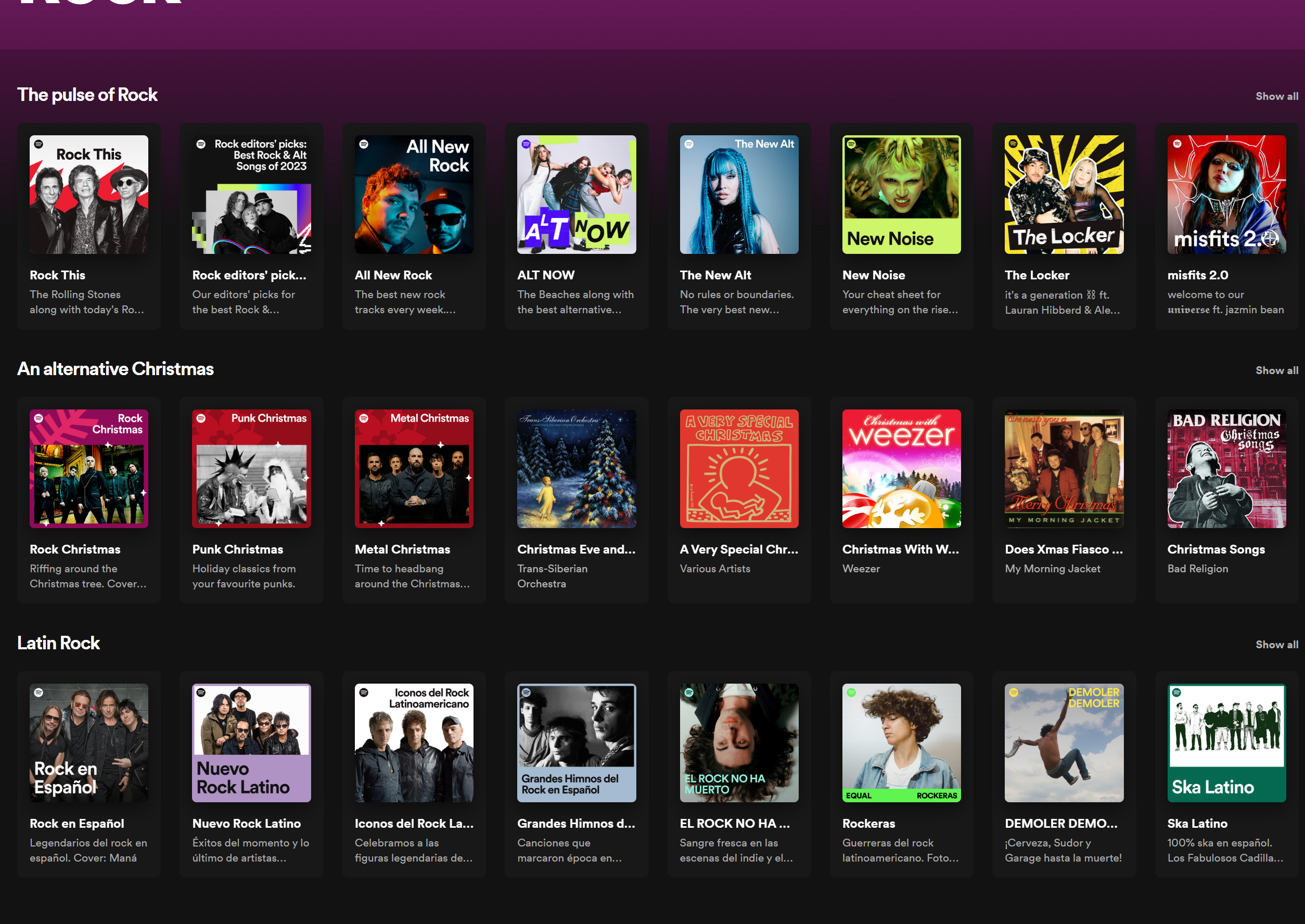 My Rock playlist only shows 3 options like 'legend... - The Spotify ...